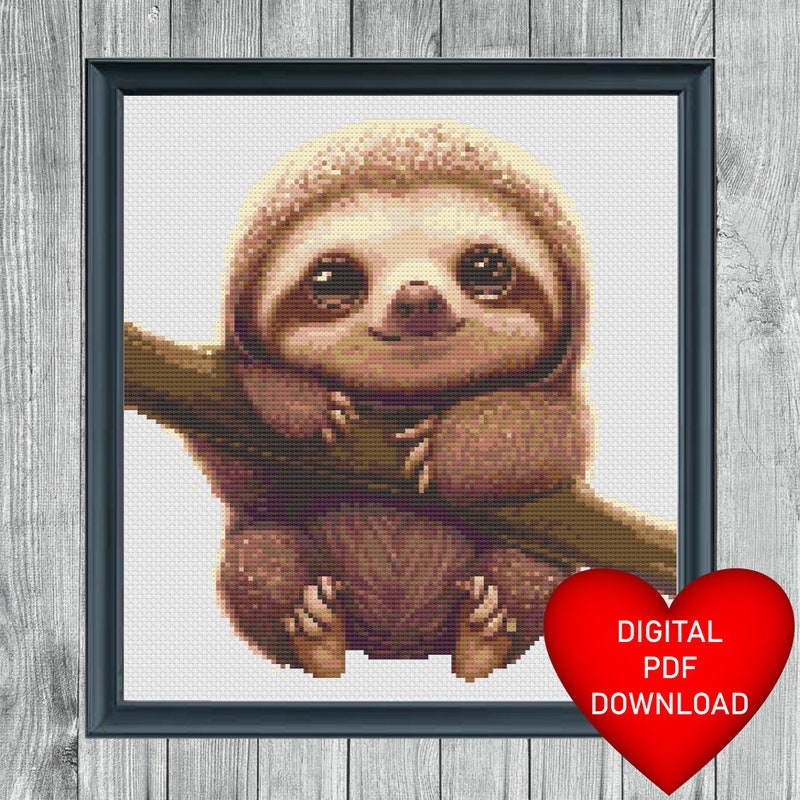 Sloth Cross Stitch - Etsy