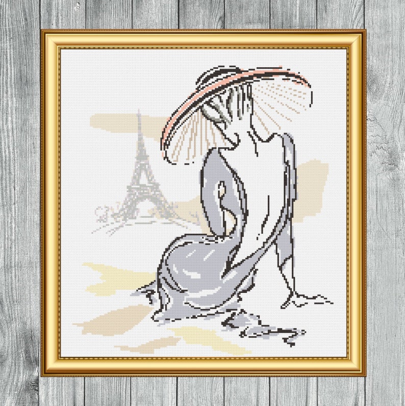 French Lady Art Cross Stitching Pattern Instant PDF Download - Etsy