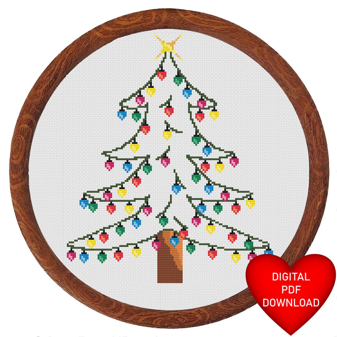 Cross Stitch Pattern Christmas Tree Lights, Instant PDF Download, X ...
