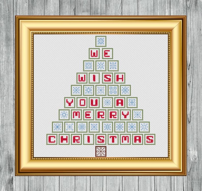 We Wish You A Merry Christmas Tree Cross Stitch Pattern, Instant PDF ...
