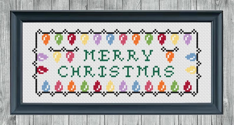 Merry Christmas Fairy Lights Cross Stitch Pattern, Instant PDF Download ...