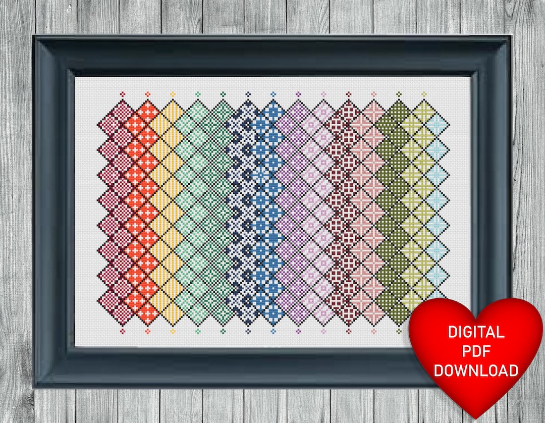Quaker Quilt Colourful Diamond Cross Stitch Pattern, Instant PDF ...