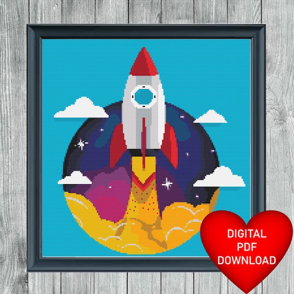 Rocket Cross Stitch Pattern - Etsy