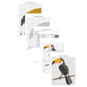 Cross Stitch Pattern, Patchwork Toucan Bird, Instant PDF Download, X ...