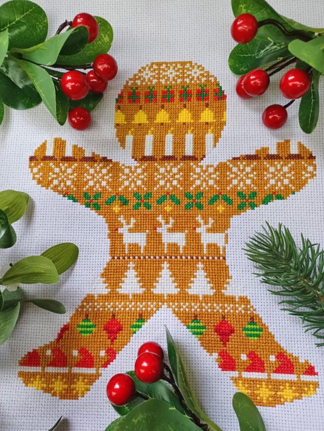 Christmas Gingerbread Man Cross Stitching Pattern, Instant PDF Download ...