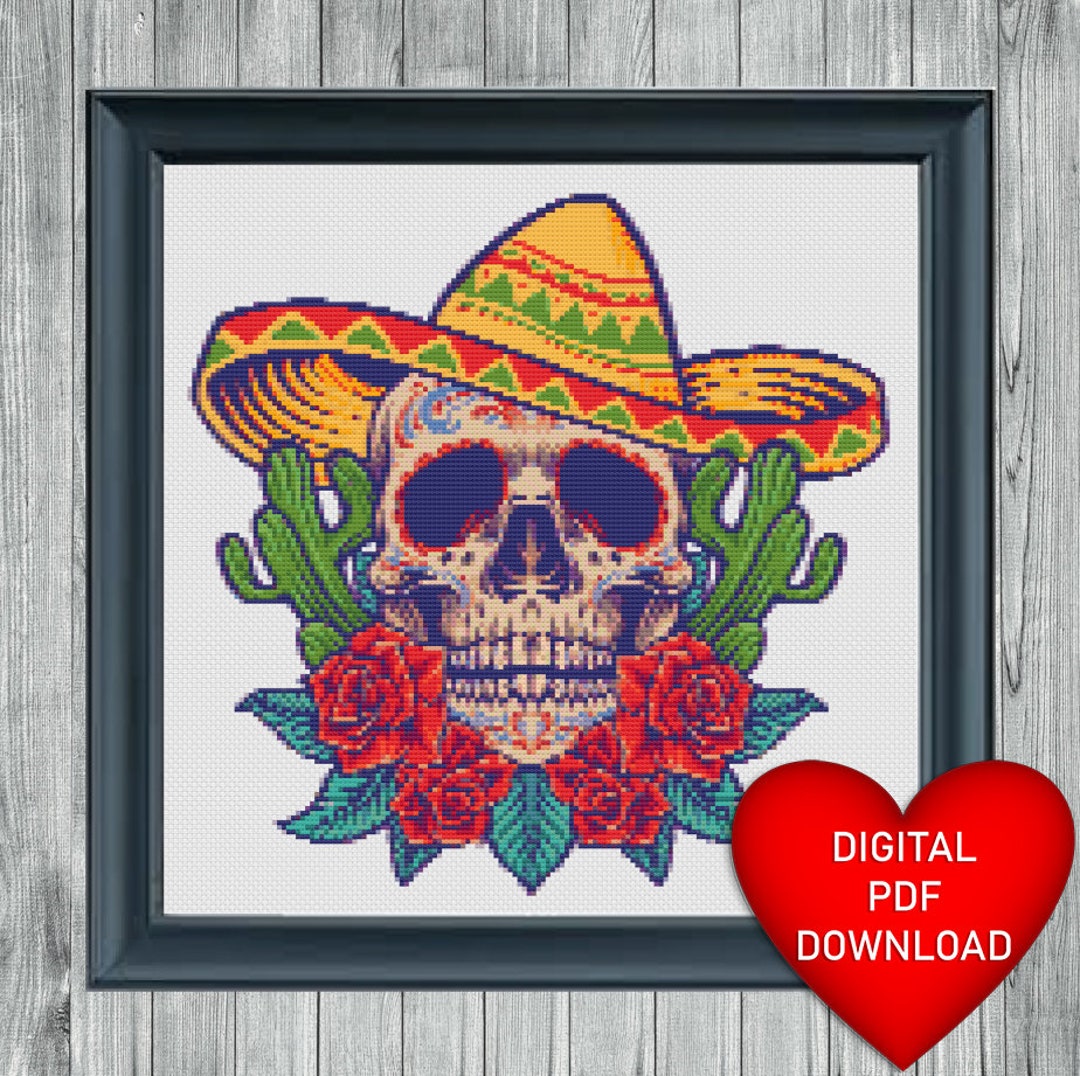 Cinco De Mayo Mexican Skull Cross Stitch Pattern, Instant PDF Download ...