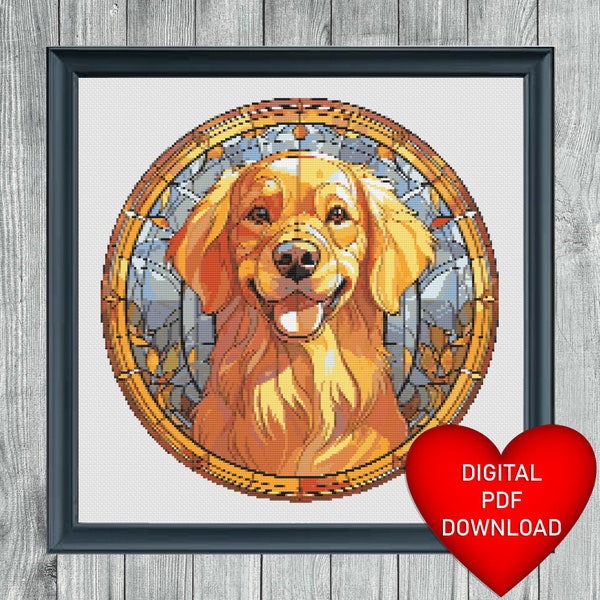 Golden Retriever Stained Glass Pattern - Etsy