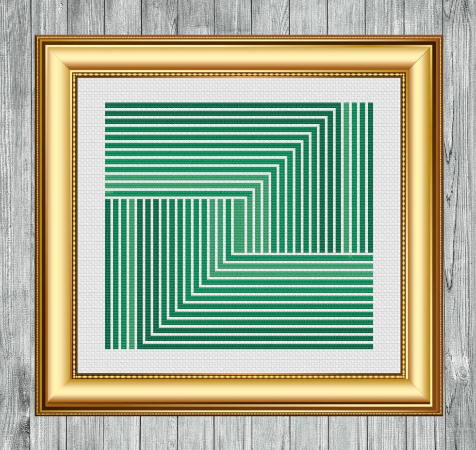Green Line Cross Stitch Pattern, Instant PDF Download, X Stitching ...