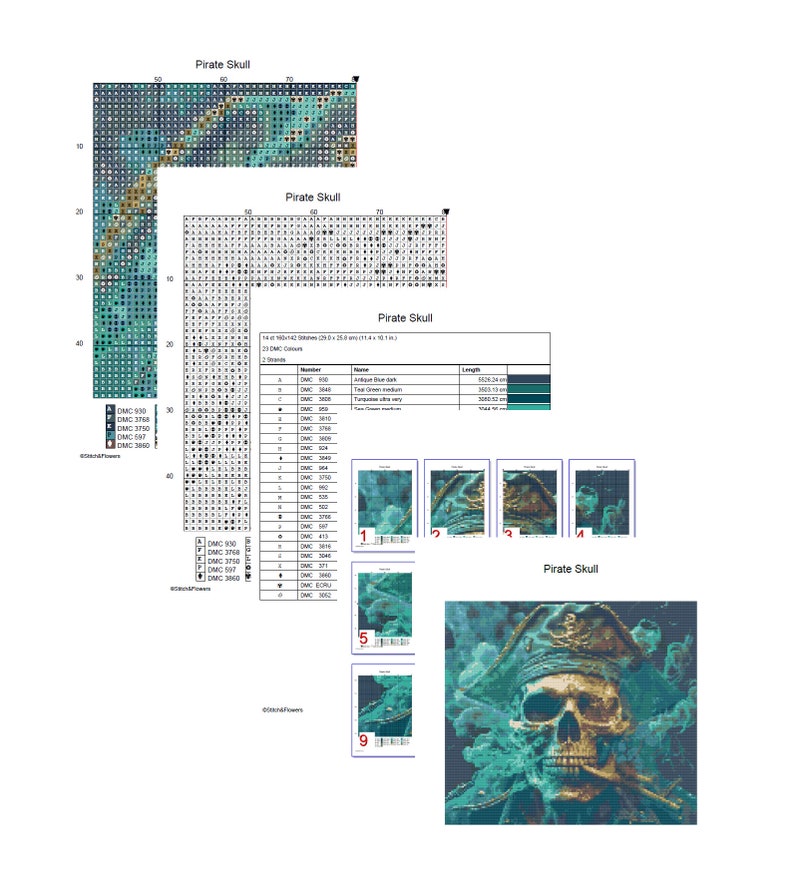 Pirate Skull Cross Stitch Pattern, Instant PDF Download, X Stitch ...