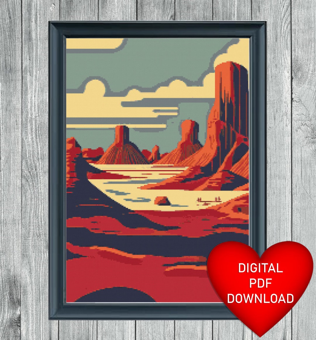 Cross Stitch Pattern, Bisti Badlands, Instant PDF Download, 14ct Aida ...