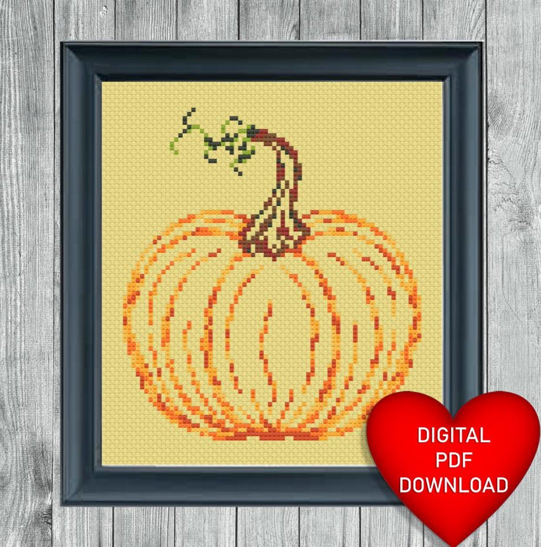 Fall Pumpkin Cross Stitch Pattern, Instant PDF Download, X Stitching ...