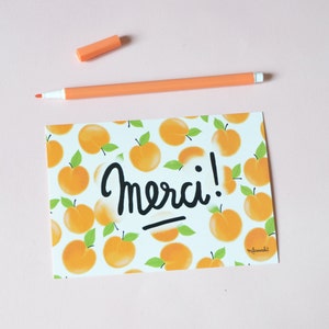Merci ! Post Card With All Over Apricots Background . French Post Card ...
