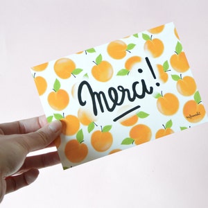 Merci ! Post Card With All Over Apricots Background . French Post Card ...