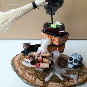 Miniature, Crow Display, Diorama,witch, Broomstick,leather Books,scull ...