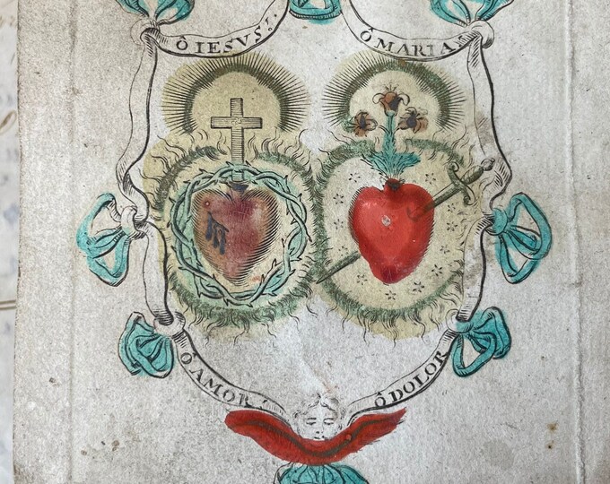1700s Antique Holy Card, 18th Century Holy Card ~ Jesus and Mary ...