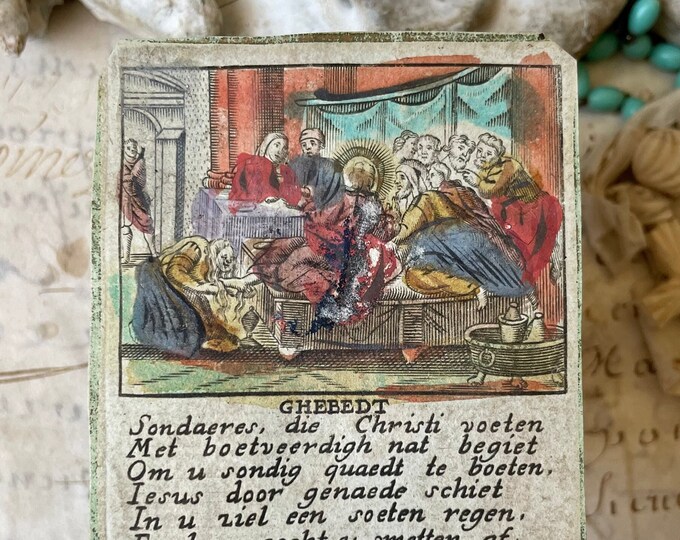 1700s Antique Holy Card, 18th Century Holy Card ~ Christ With Mary ...