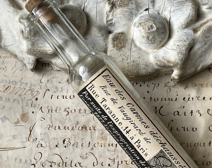 1800s Antique French Apothecary Bottle With Paper Label and Embossed ...