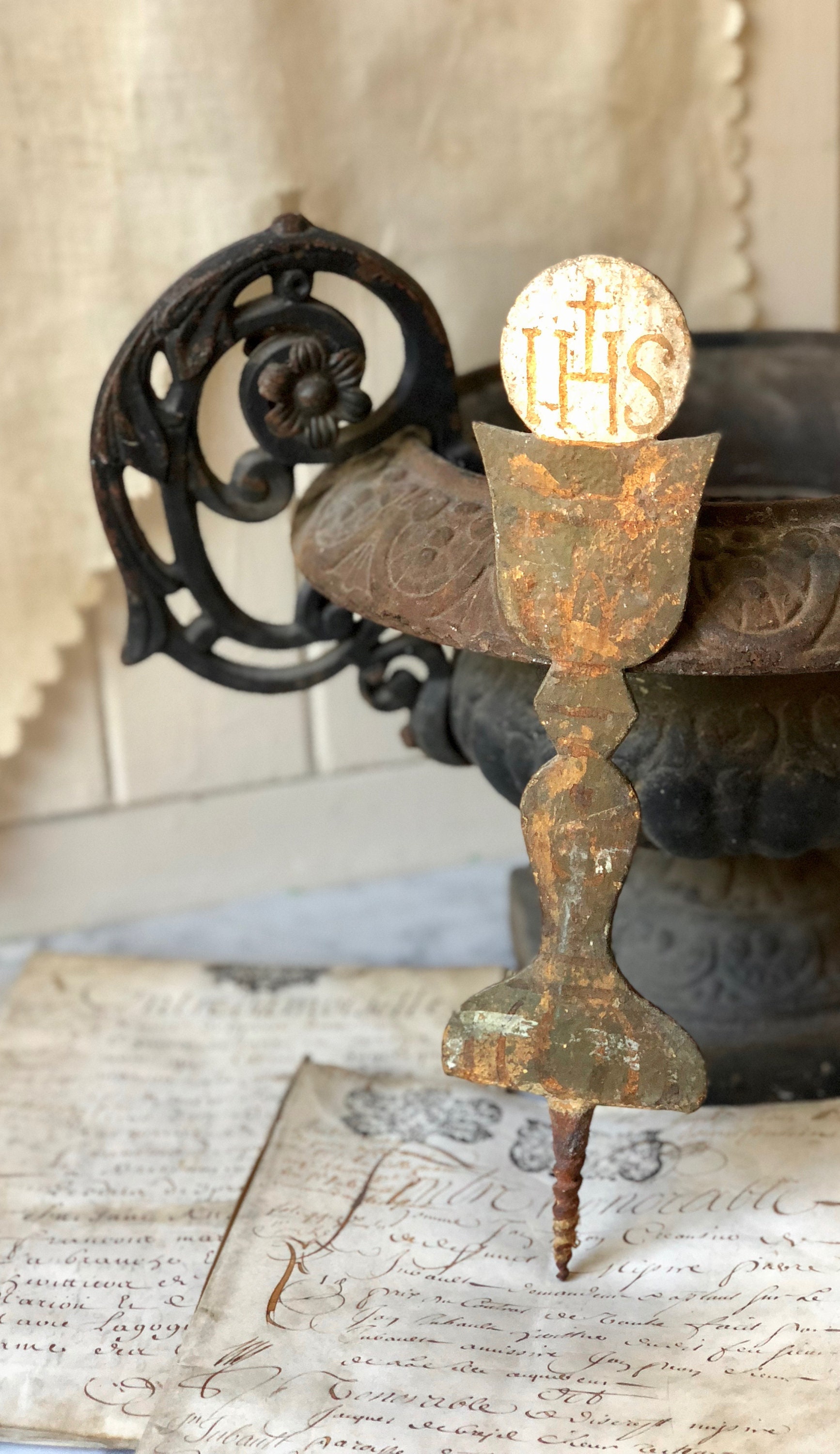 1800s antique forged iron chalice 19th century religious | Etsy