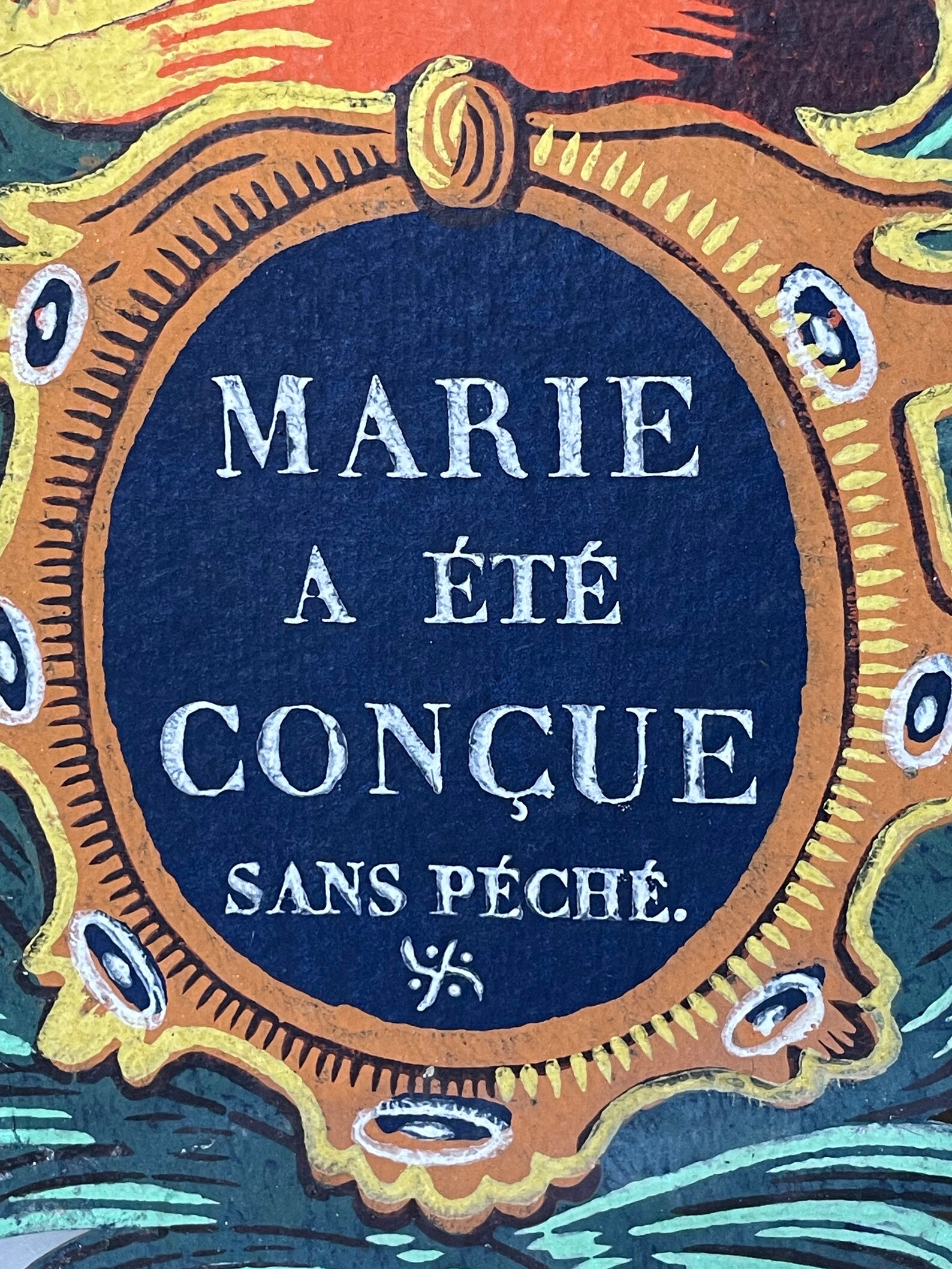 Antique French Hand-painted Religious Sign, Antique French Hand Painted ...