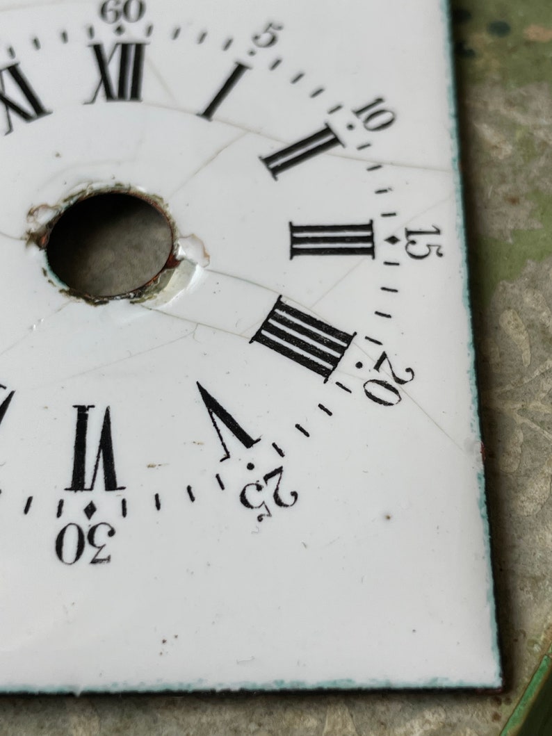 1800s Tiny Antique French Enamel Clock Face, 19th Century Rectangular ...
