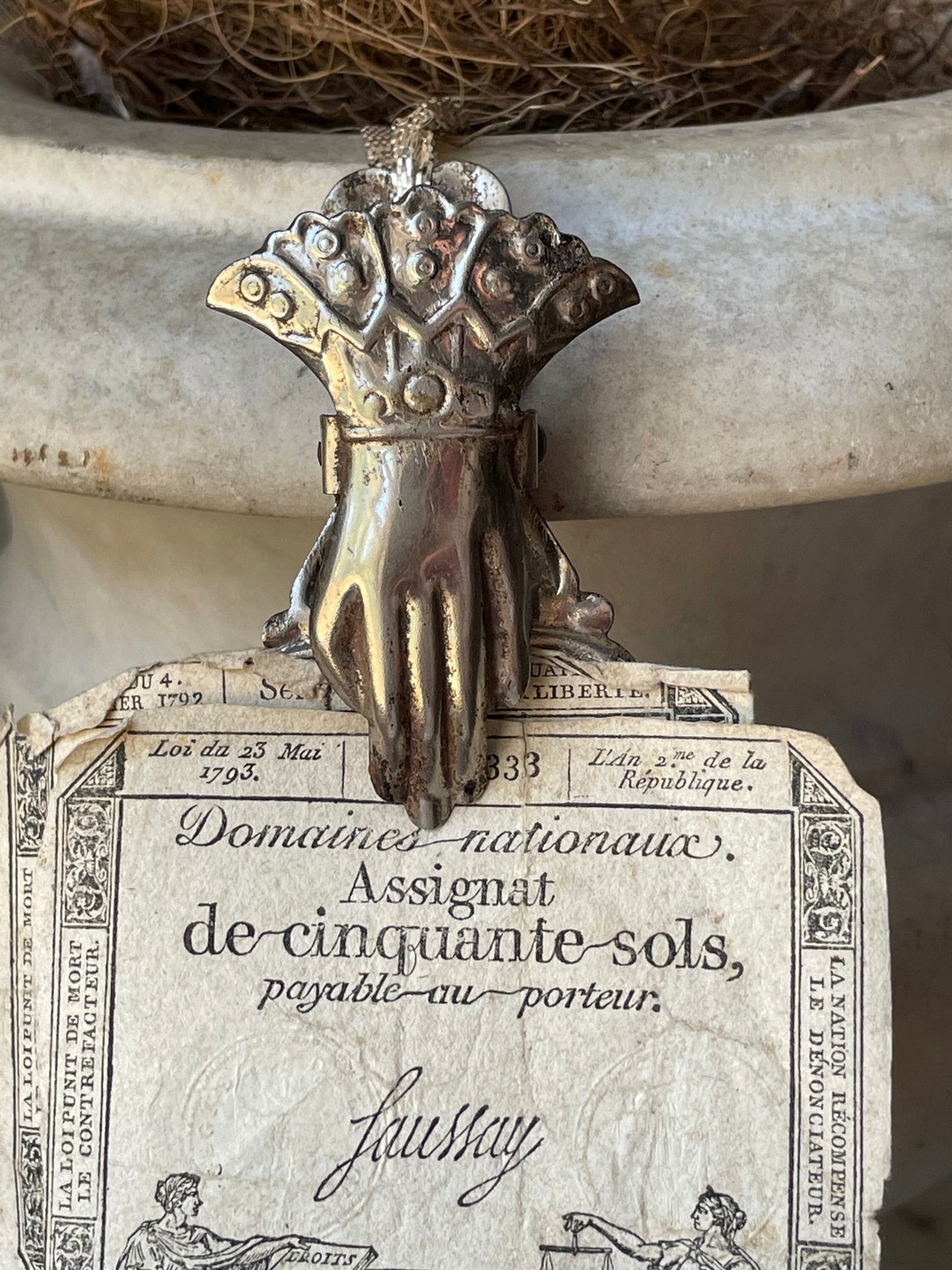 1800s Antique French Hand-shaped Paper Holder / Paper Clip / Memo ...