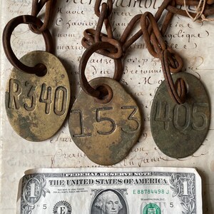 Antique Brass Cow Tag With Chain, Circa 1930s - Etsy