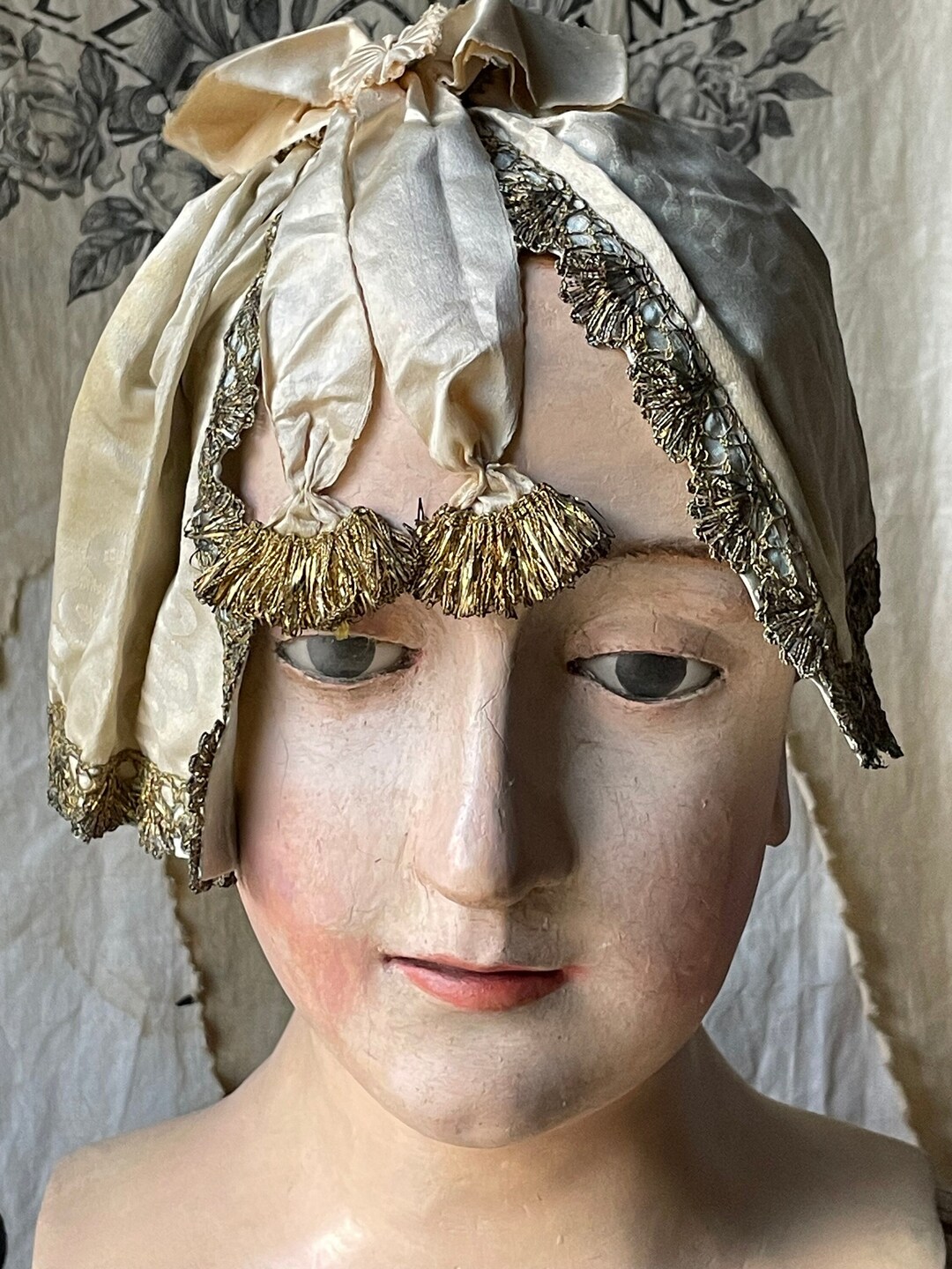 1800s Antique Silk Pyx Cover With Metal Passementerie, 19th Century ...