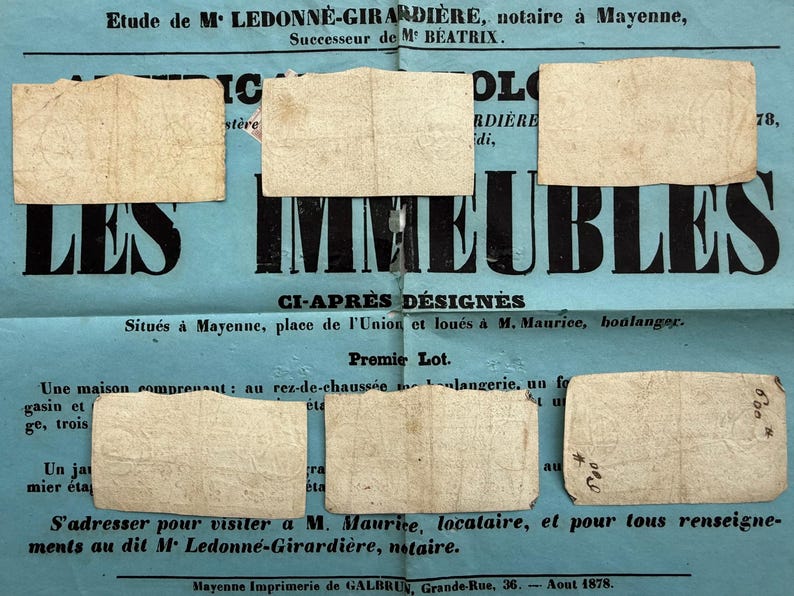 Two 1700s Antique French Revolution Paper Money Bills, 18th Century ...