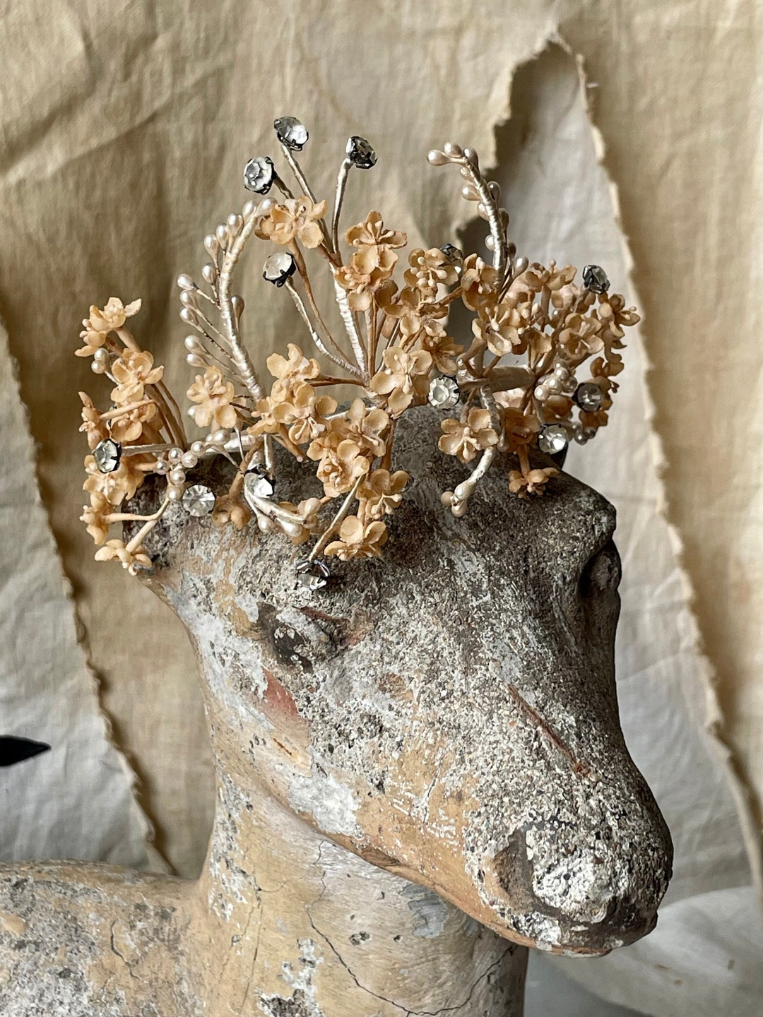 Antique French Bridal Crown, Wax, Pearl and Paste Wedding Tiara Circa ...