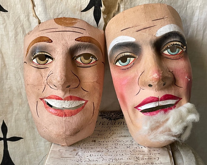 Antique French Paper Mache Carnival Face Mask, Circa 1900 Bearded Man ...