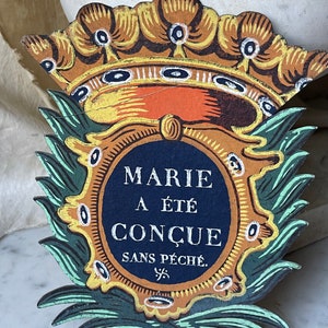 Antique French Hand-painted Religious Sign, Antique French Hand Painted ...