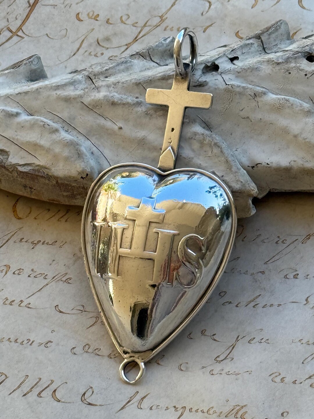 1800s Antique French Sterling Silver Reliquary, 19th Century French IHS ...