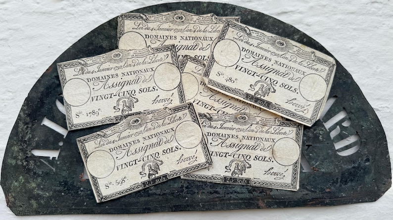 Two 1700s Antique French Revolution Paper Money Bills, 18th Century ...