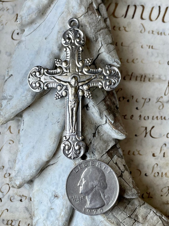 1800s antique sterling silver cross pendant, dated 18… - Gem