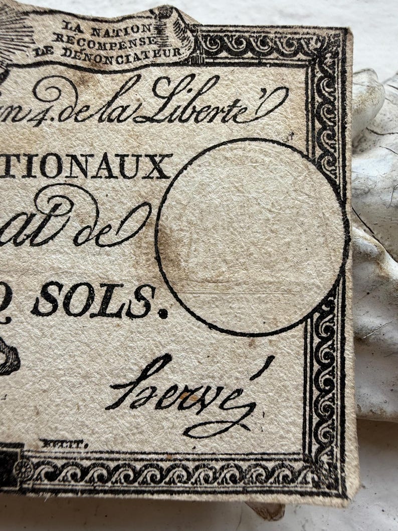 Two 1700s Antique French Revolution Paper Money Bills, 18th Century ...