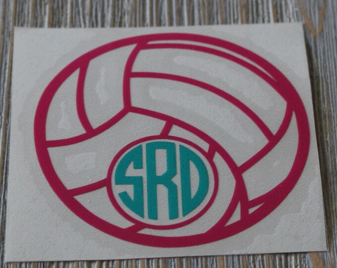 Volleyball Monogram Car Decal Monogram Volleyball Car Decal - Etsy