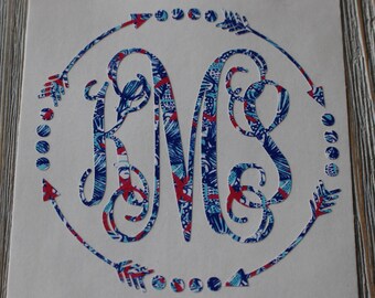 Monogram Car Decal - Pattern Monogram Car Decal - Monogram Decal ...