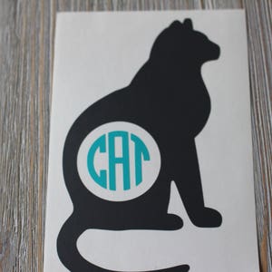 Cat Monogram Car Decal - Monogram Cat Car Decal - Monogram Car Decal ...