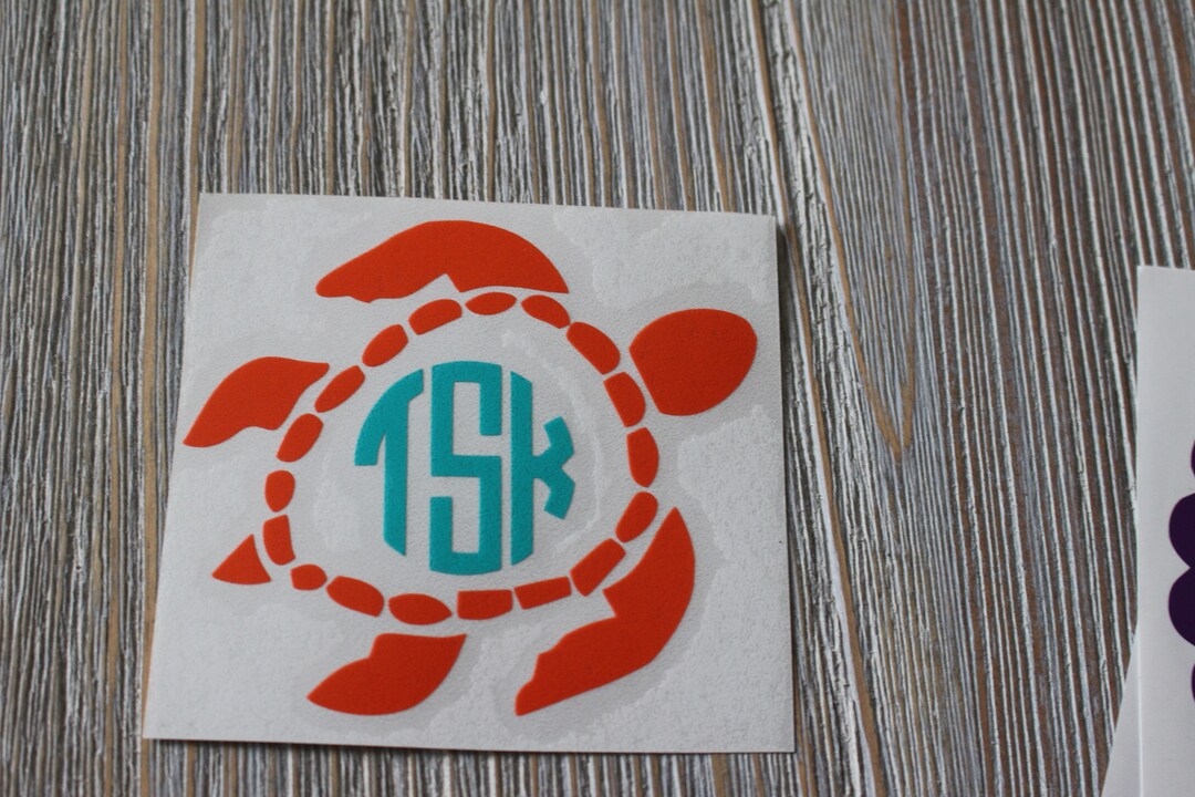 Sea Turtle Monogram Car Decal - Monogram Sea Turtle Car Decal ...