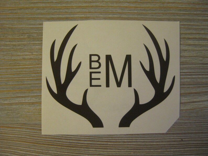 Deer Antler Monogram Car Decal Monogram Deer Antler Car | Etsy