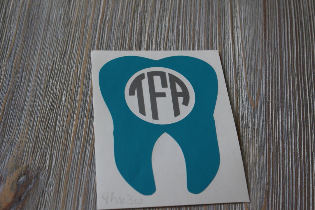 Tooth Monogram Car Decal - Monogram Tooth Decal - Monogram Car Decal ...