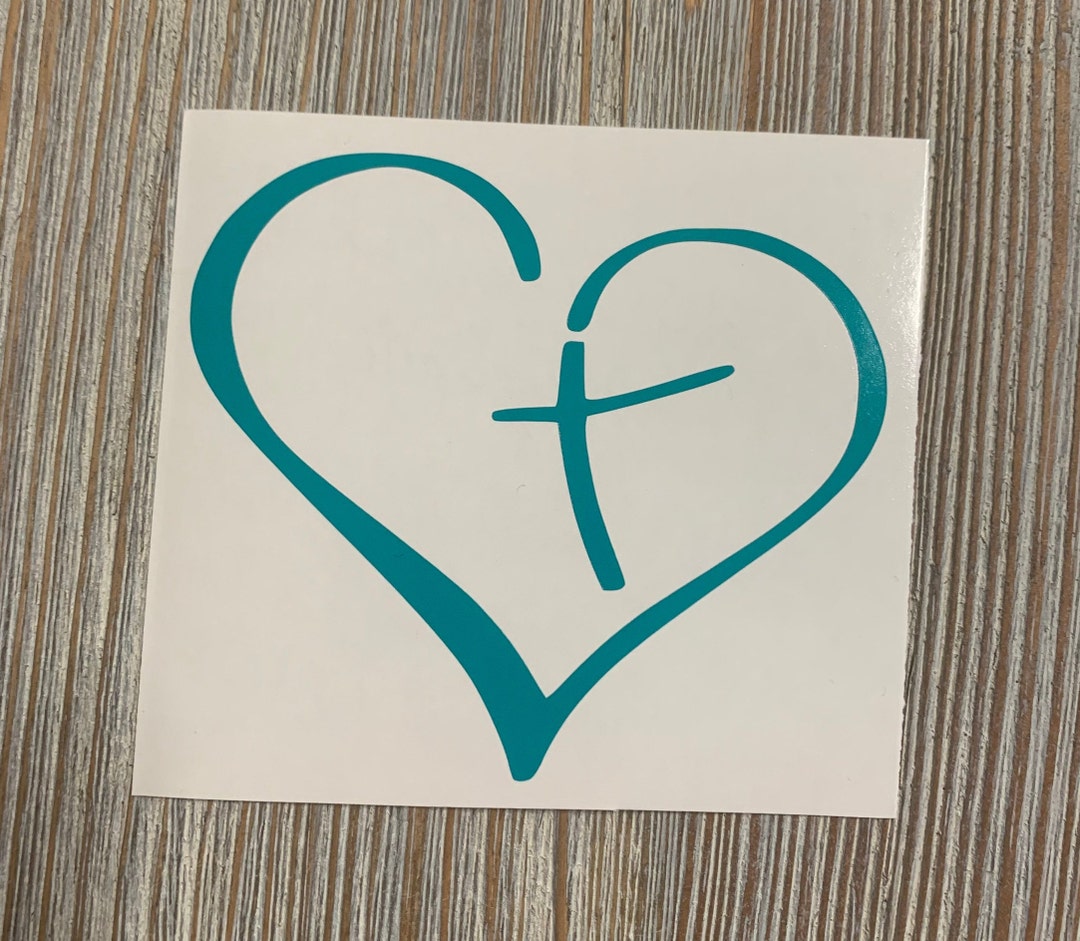Heart Cross Decal - Heart Decal - Cross Decal - Cross Heart Car Decal ...
