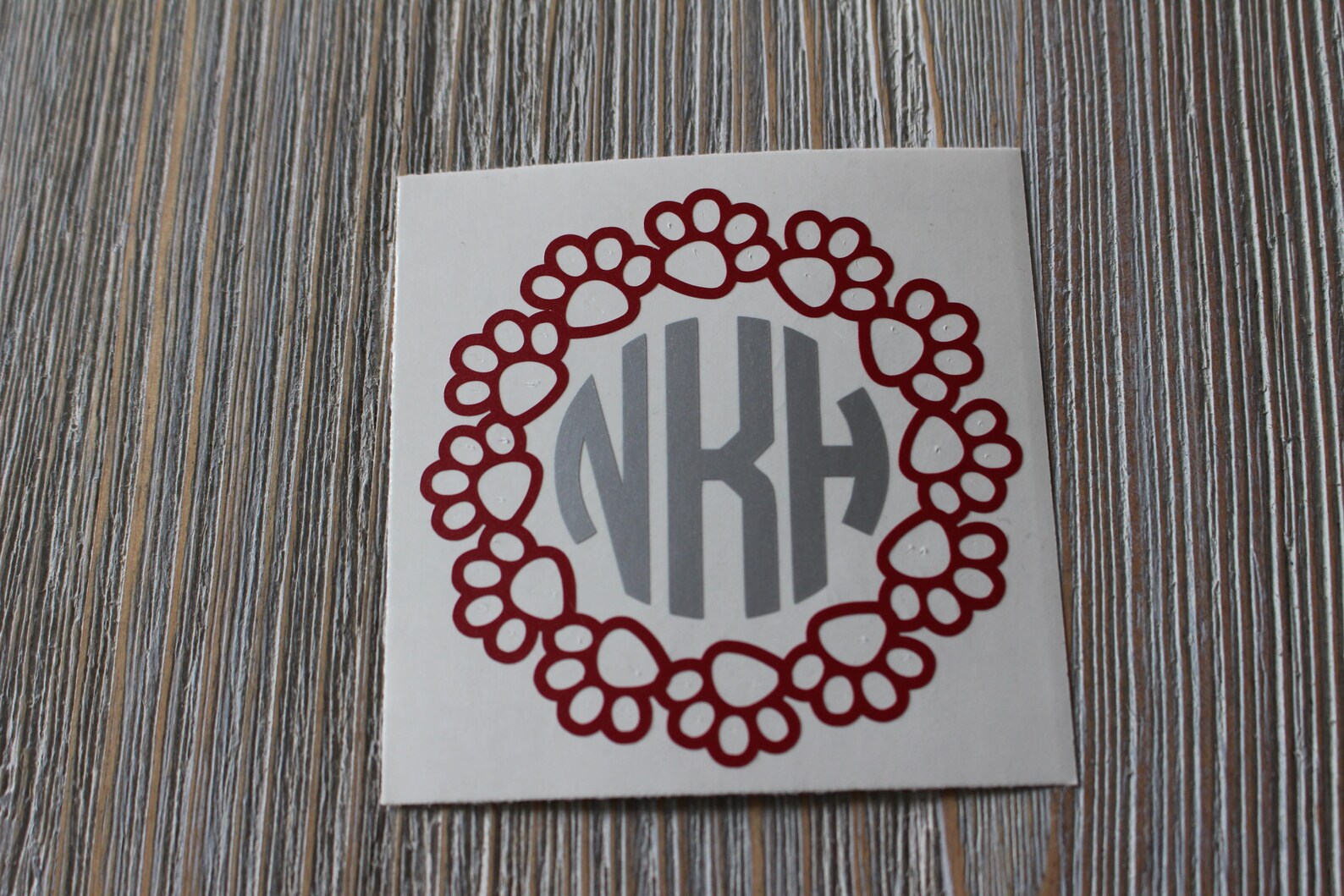 Paw Print Monogram Car Decal Monogram Paw Print Car Decal - Etsy