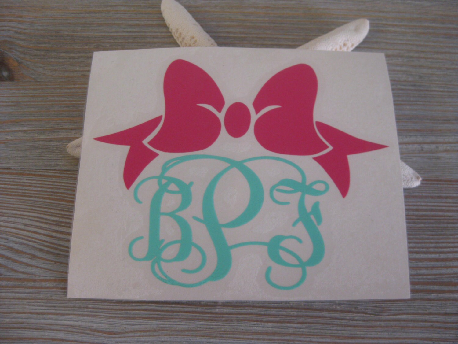 Bow Monogram Car Decal Monogram Bow Car Decal Monogram Car - Etsy