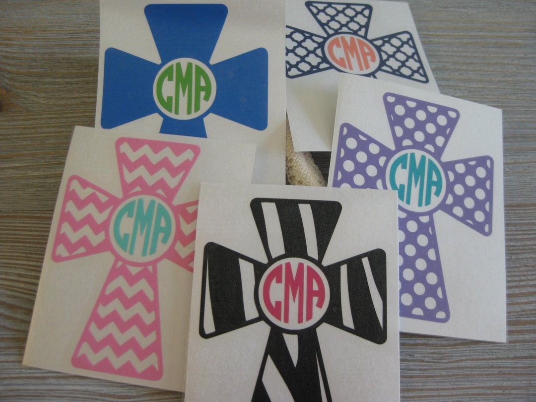Cross Monogram Car Decal - Monogram Cross Car Decal - Monogram Car ...
