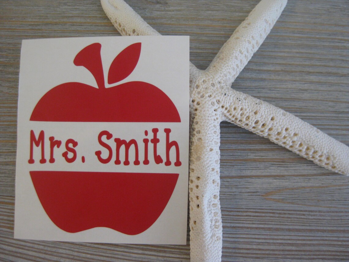 Apple Monogram Decal Monogram Apple Decal Monogram Car | Etsy