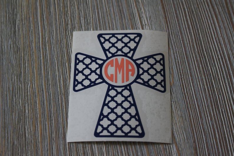 Cross Monogram Car Decal Monogram Cross Car Decal Monogram - Etsy