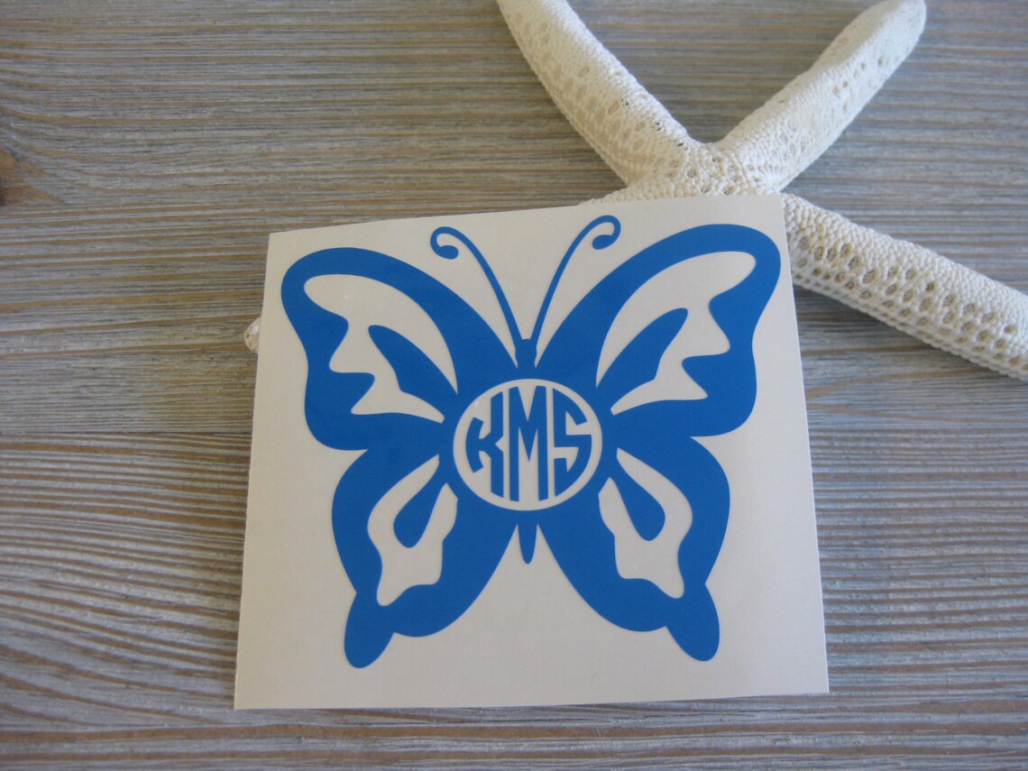 Butterfly Monogram Car Decal - Monogram Butterfly Car Decal - Monogram ...