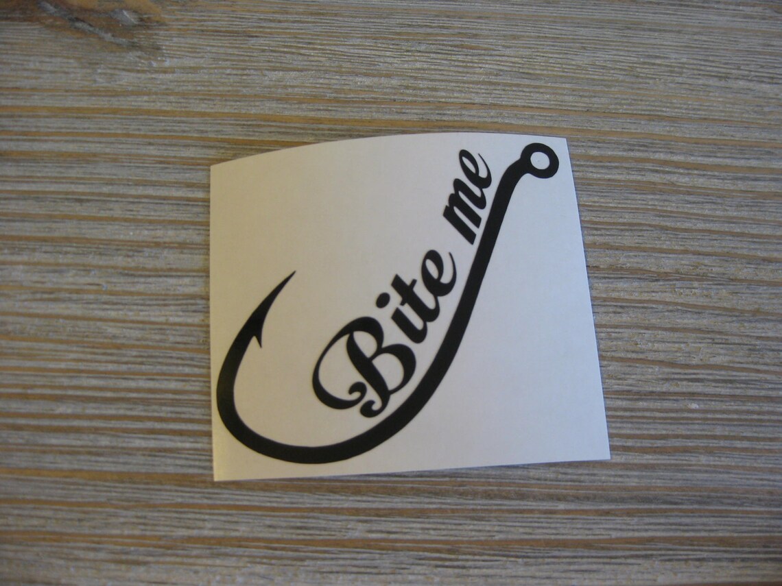 Fish Hook Decal Bite Me Decal Fish Hook Car Decal Bite - Etsy