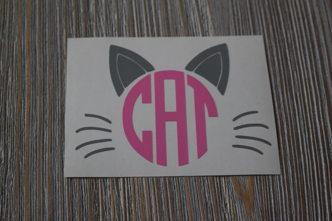 Cat Monogram Decal - Monogram Cat Decal - Monogram Car Decal - Monogram ...